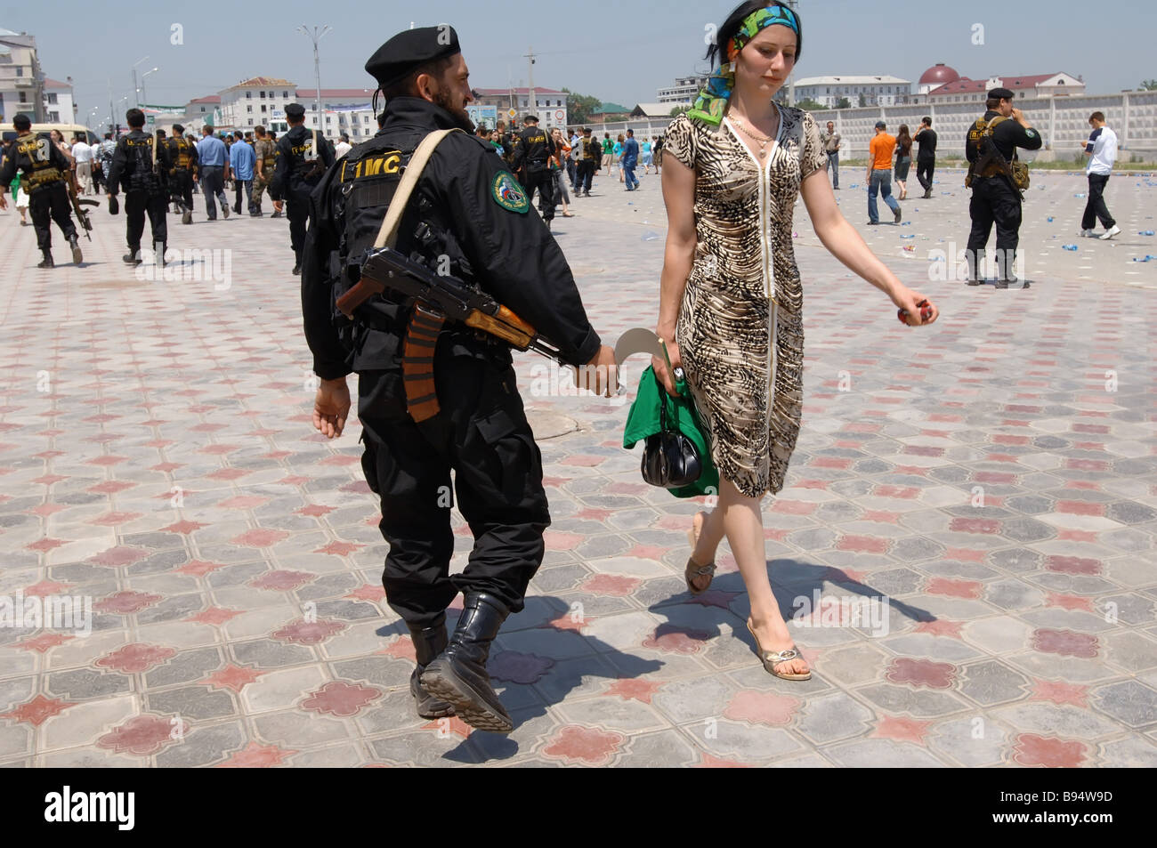 Riot police routine in Grozny Chechen capital Stock Photo - Alamy