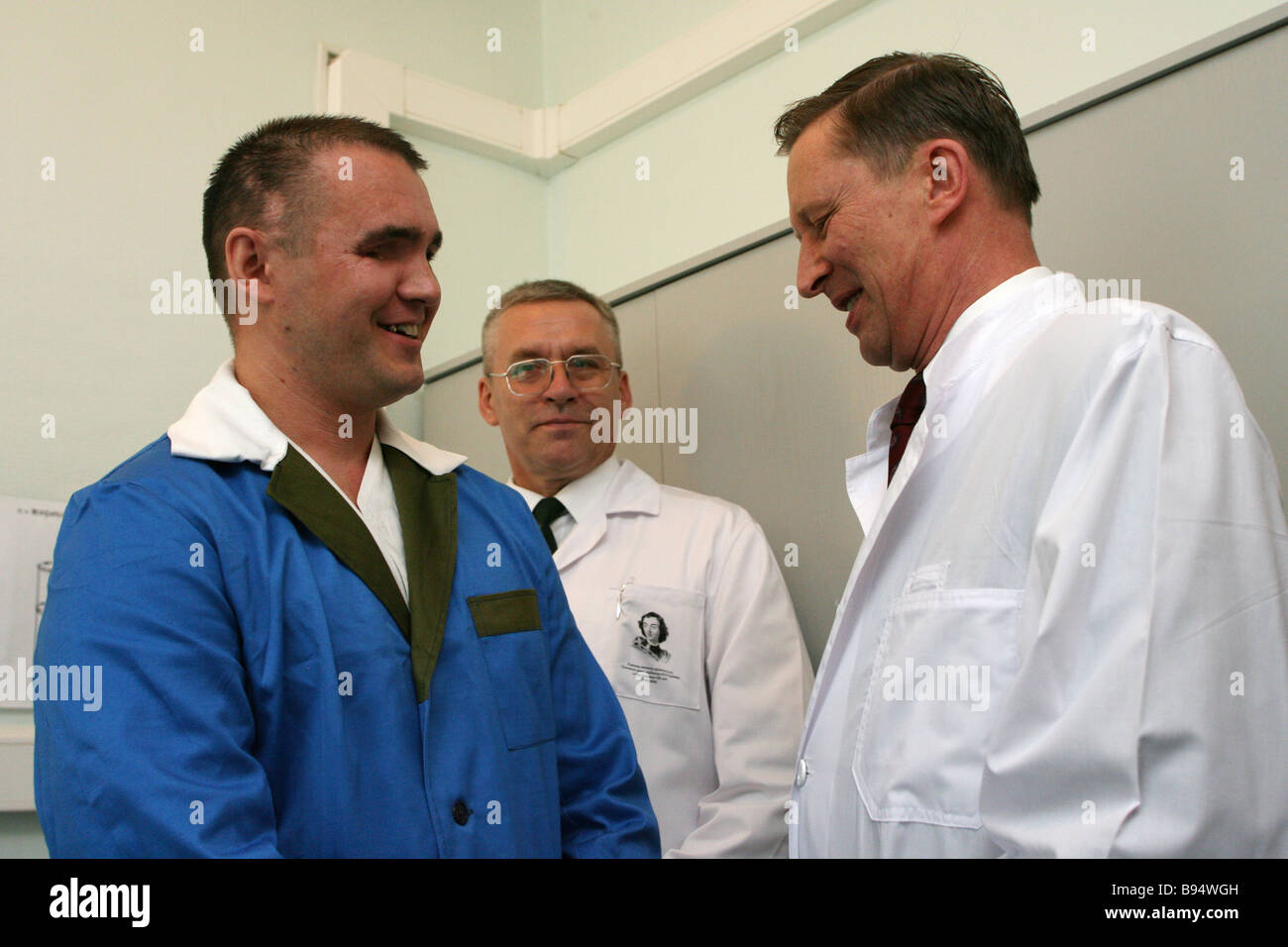 Vice Premier and Defense Minister Sergei Ivanov right Captain Vladimir ...