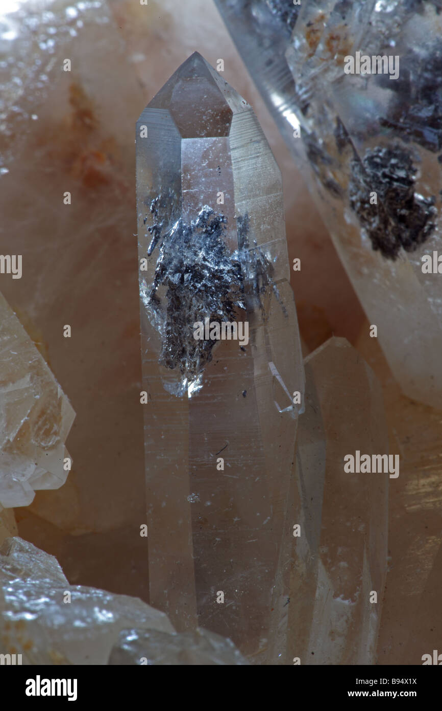 Quartz with Galena inclusions - Mined in Arkansas - rare Stock Photo ...