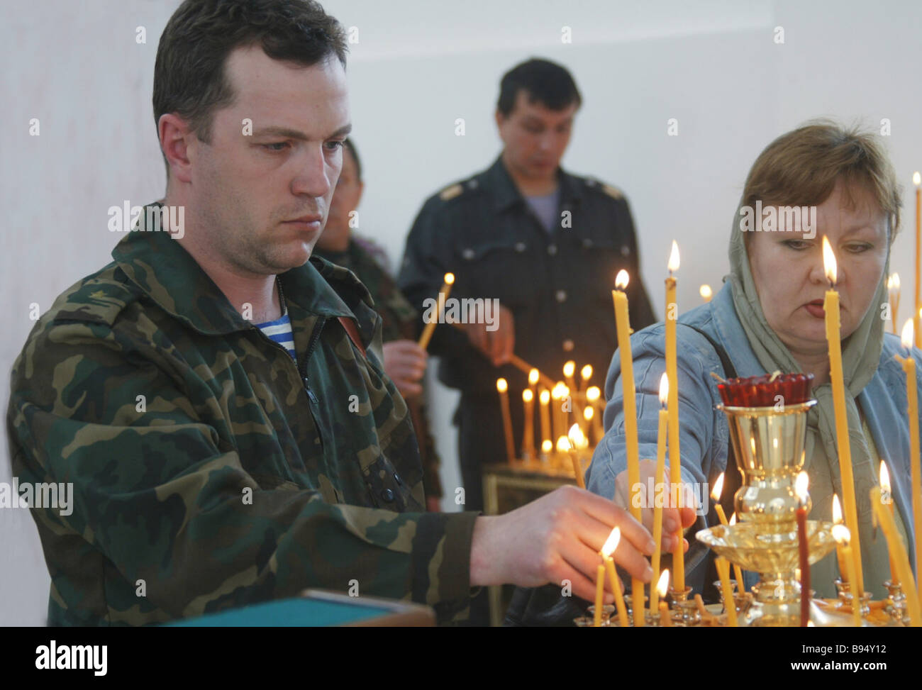 Easter liturgy in Archangel Michael s Church Grozny Chechnya Stock ...