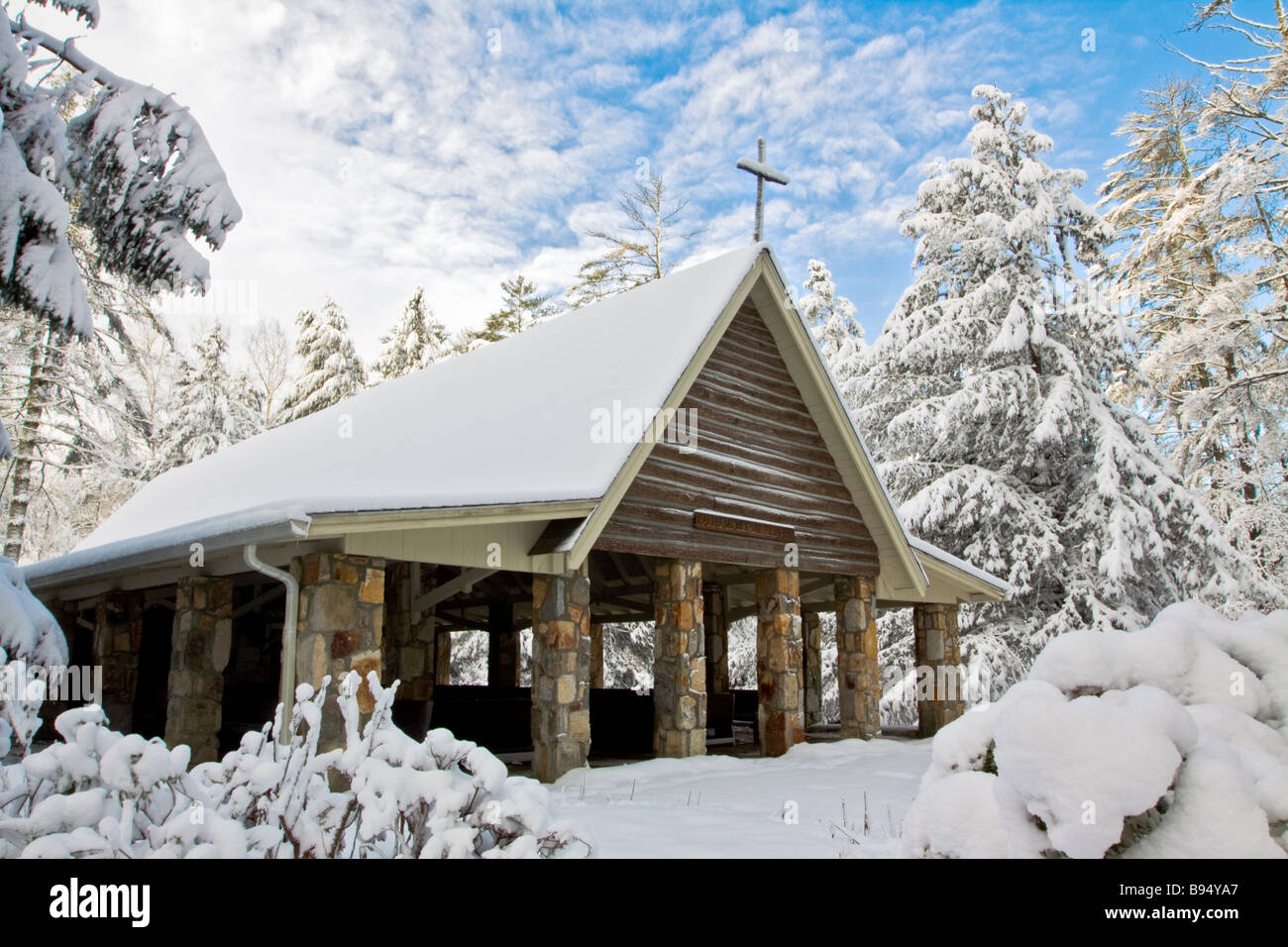 Outdoor Chapel in Snow Stock Photo - Alamy