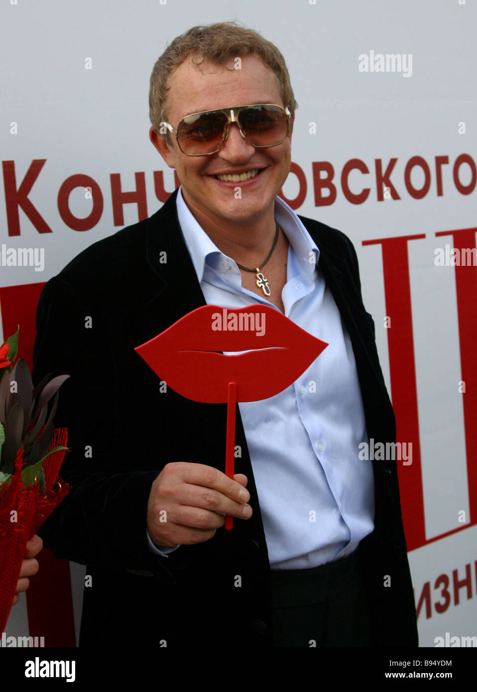 TV presenter Dmitry Dibrov at the Pushkinsky concert hall in Moscow during the first performance ...