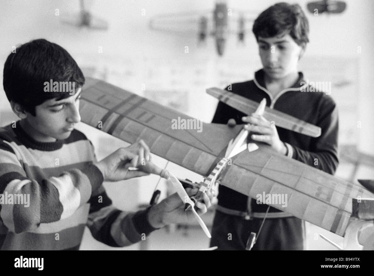 Members of the plane models club making a new model Stock Photo - Alamy