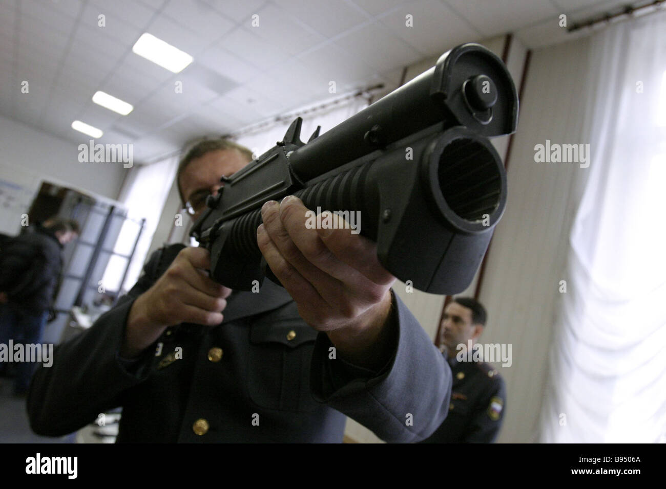 The GM 94 grenade launcher on display at the exhibition of special ...