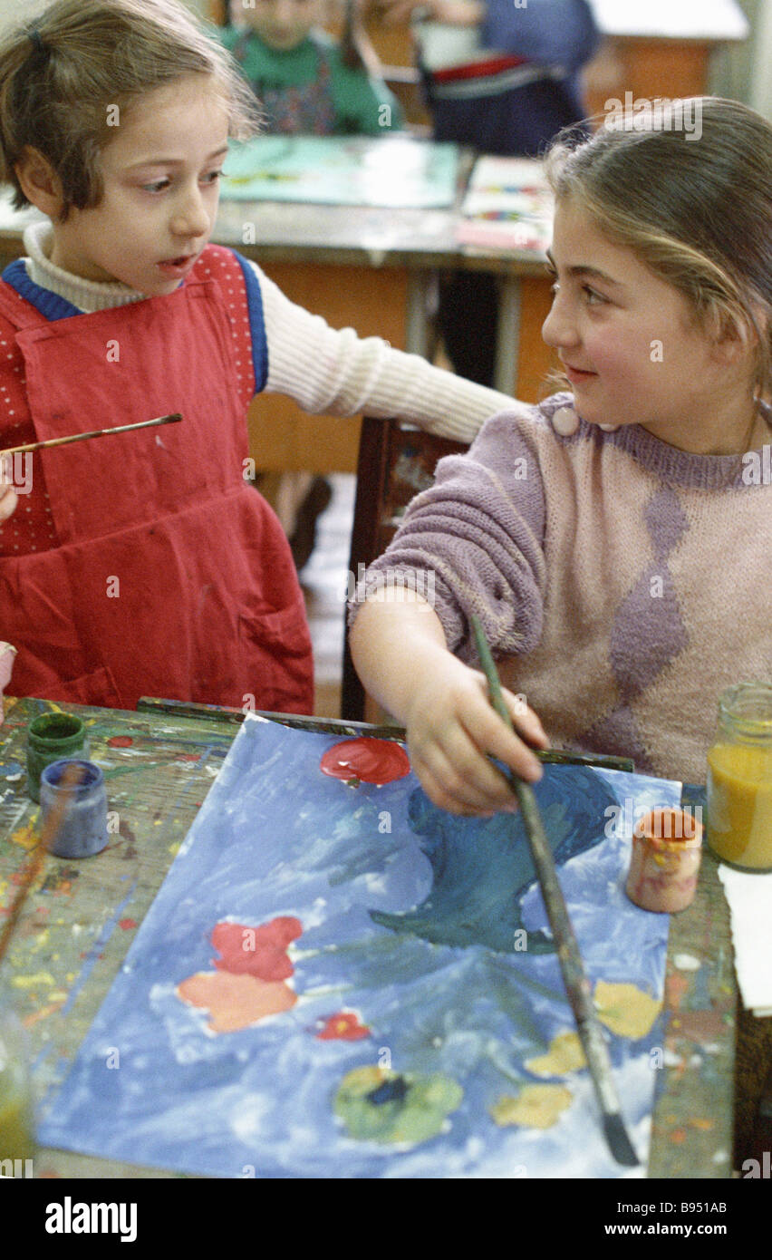 Girls members of drawing club study at children s picture gallery named ...