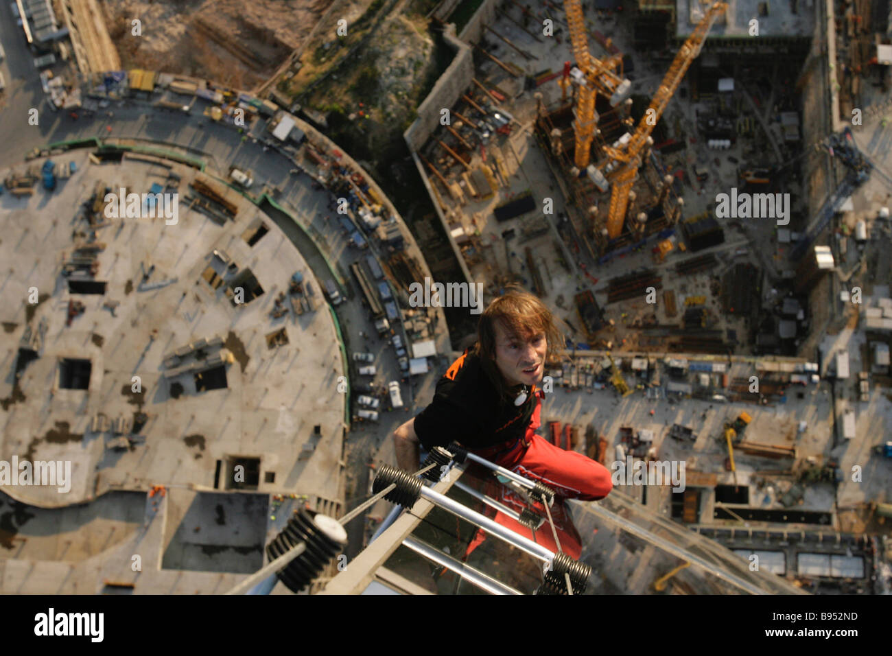 Spiderman climbing on top the Federation tower Stock Photo - Alamy