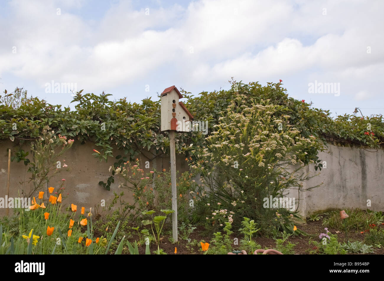 A birdhouse on the grounds of Mission San Juan Capistrano Stock Photo ...