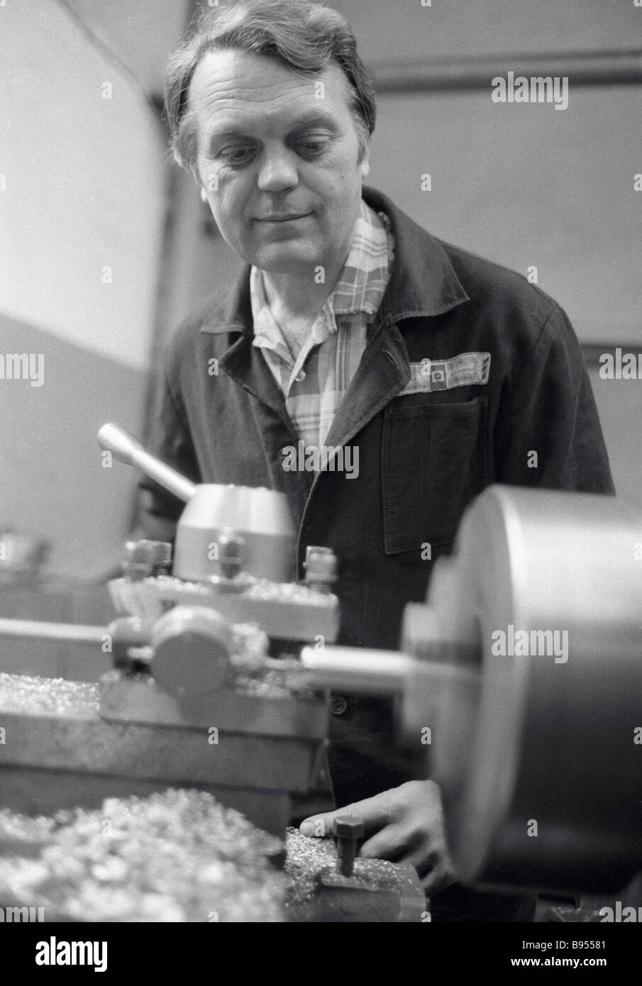 The head of a group of turners at a machine shop at the ...