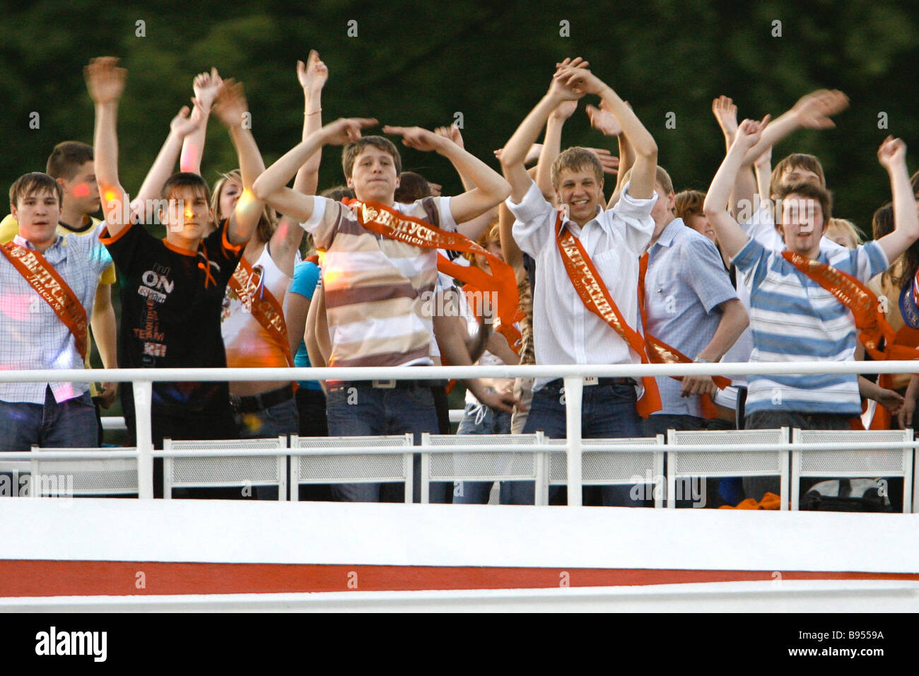 Moscow school leavers celebrating their graduation aboard a ship Stock ...