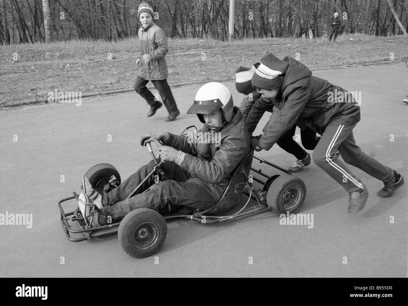 Children on carting in Sumy Stock Photo - Alamy