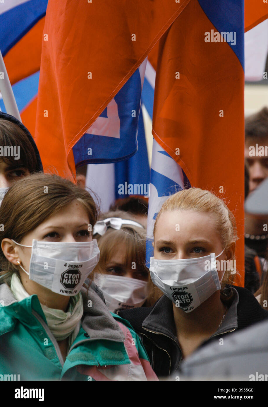 A rally against NATO Novinsky Bulvar in Moscow Stock Photo - Alamy