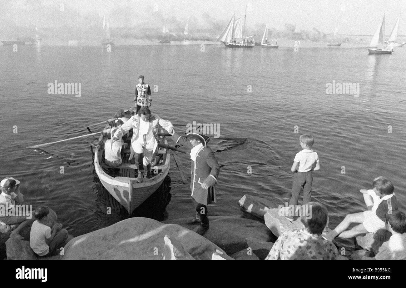 Sailboats in an Onega Lake pageant on City Day in Petrozavodsk Karelia ...