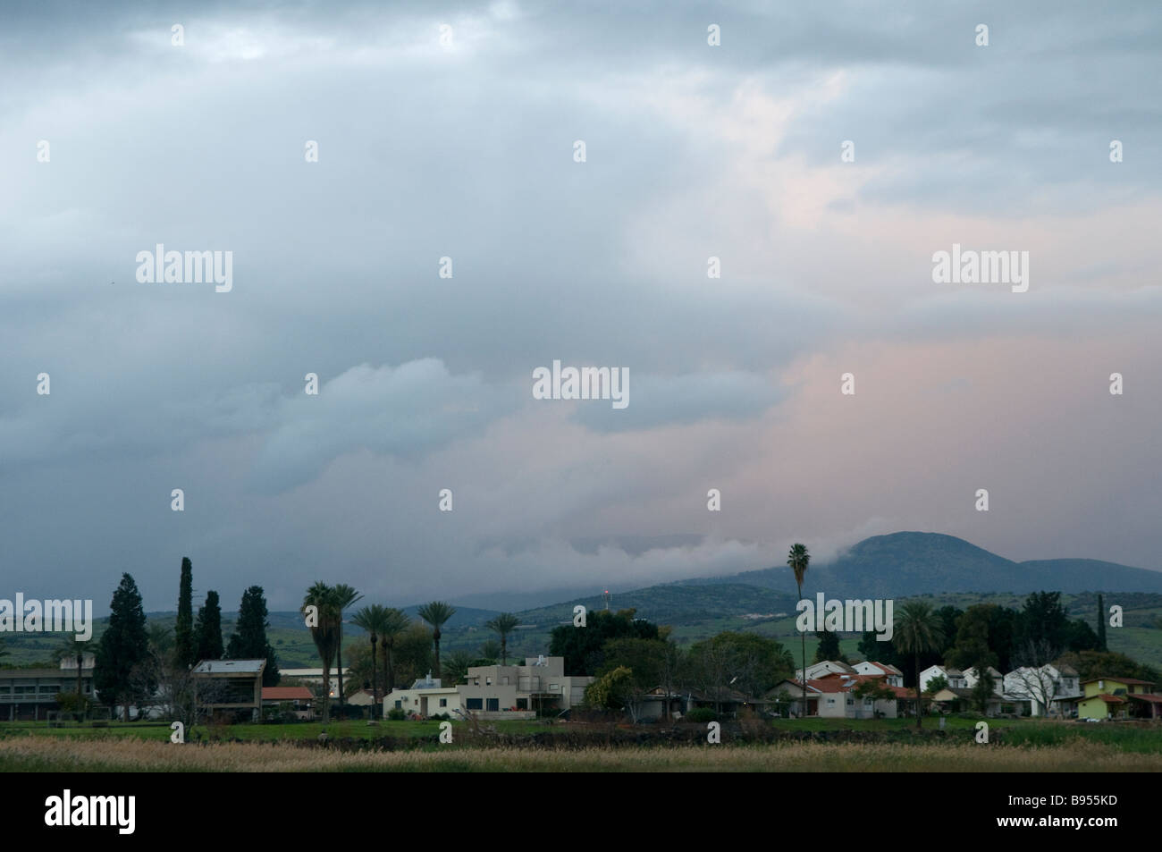 View of the modern Israeli municipality of Migdal at the site of ...