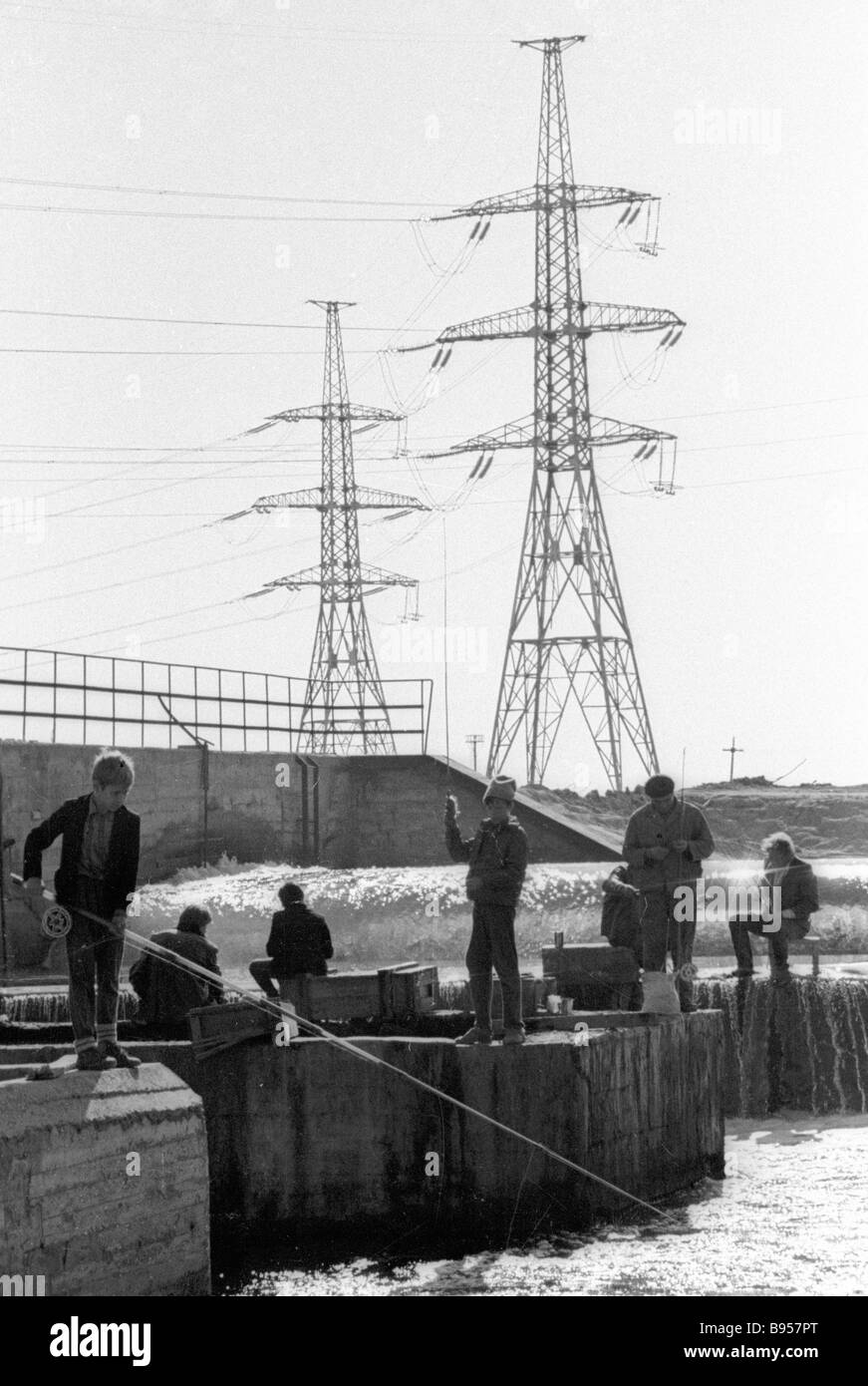 Fishing near a nuclear power plant s dive culvert Stock Photo - Alamy