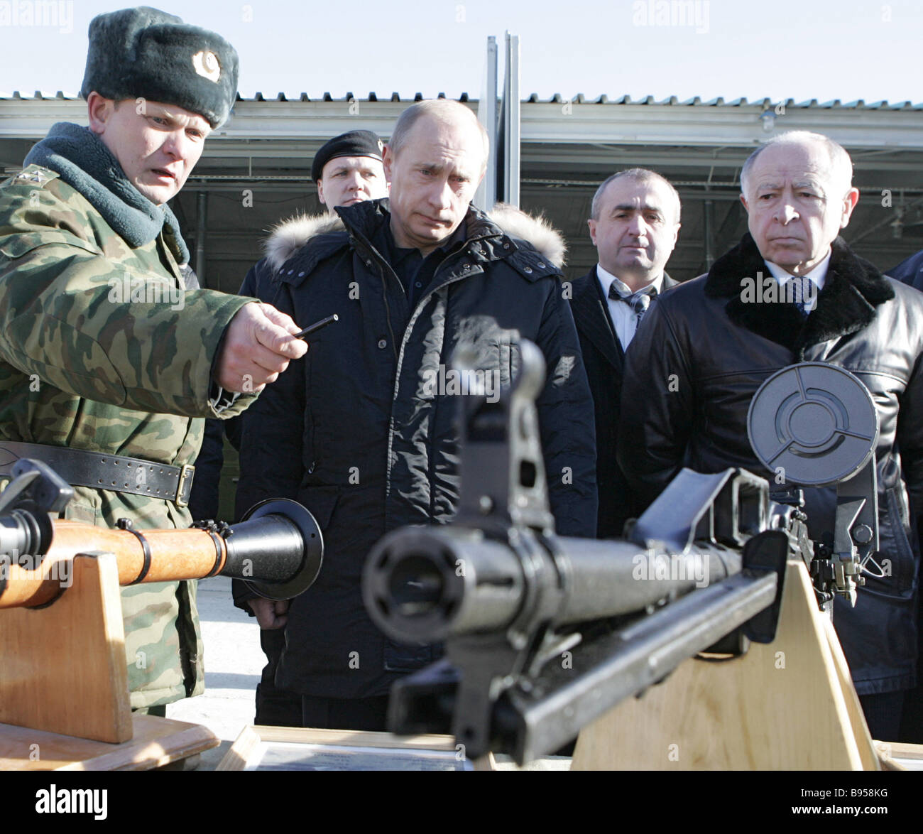 Russian President Vladimir Putin and Dagestani President Mukhu Aliev ...