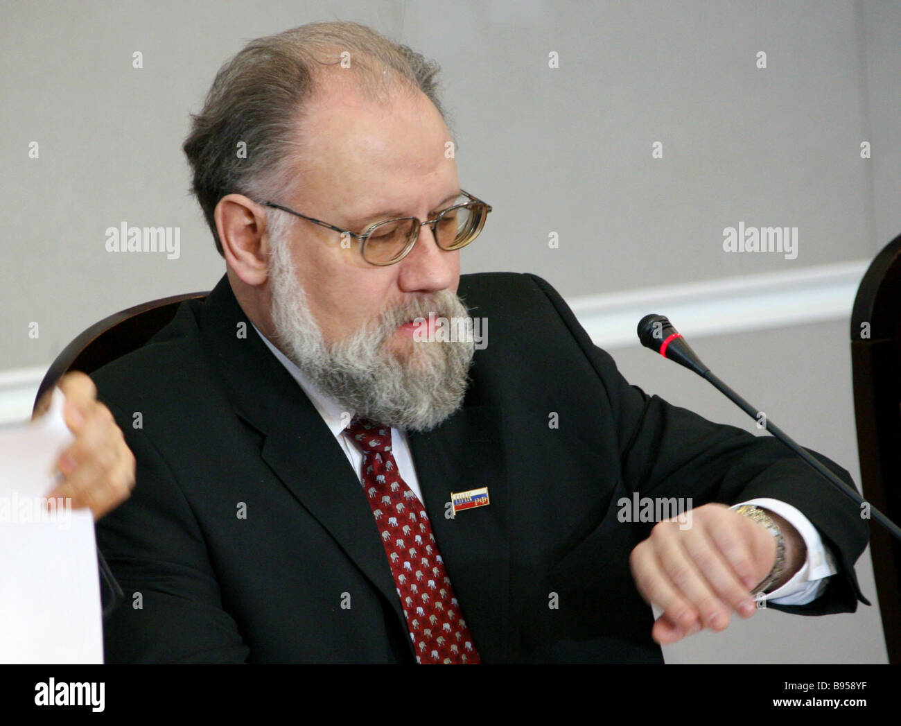 Vladimir Churov during a news conference at the Central Election ...