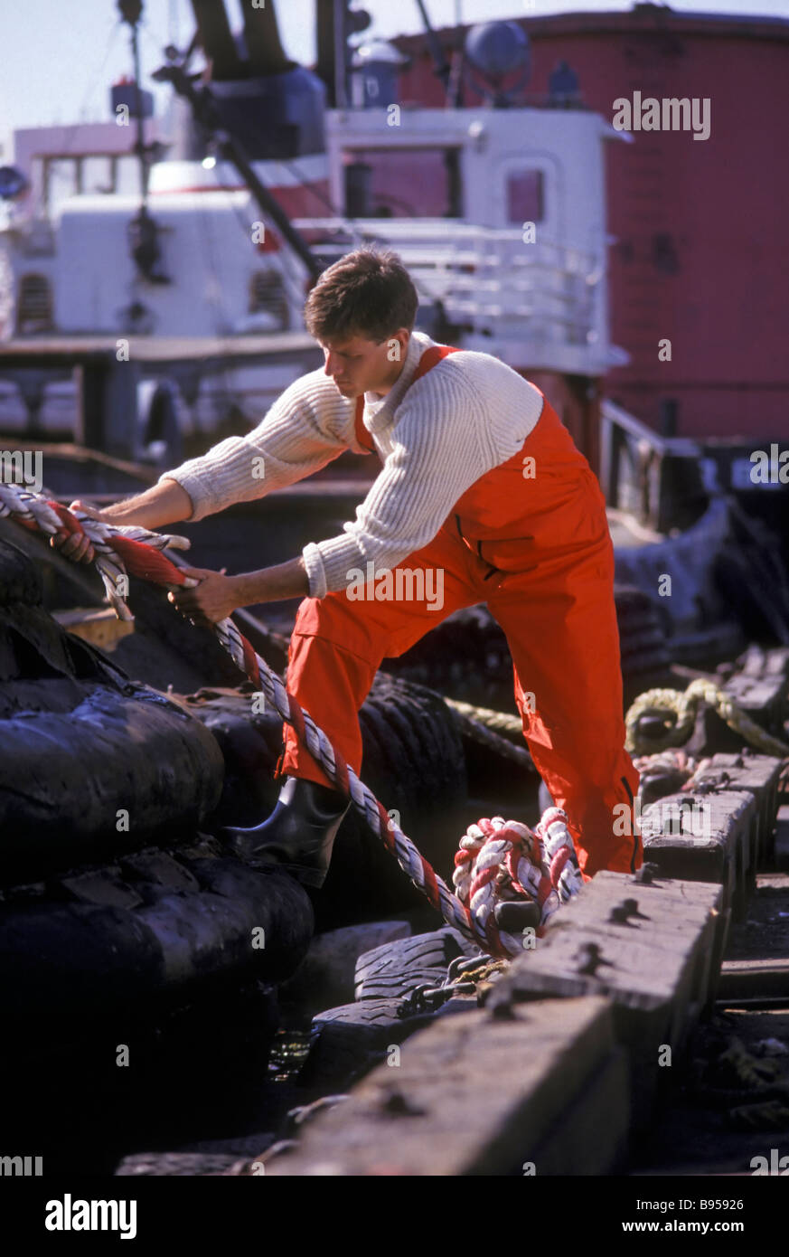 Man on tugboat hi-res stock photography and images - Alamy