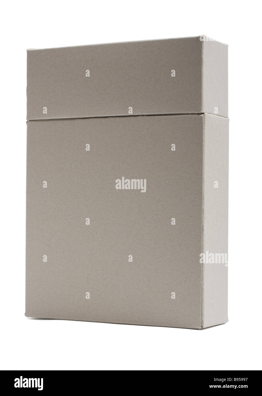 Grey cardboard box on white background Stock Photo - Alamy