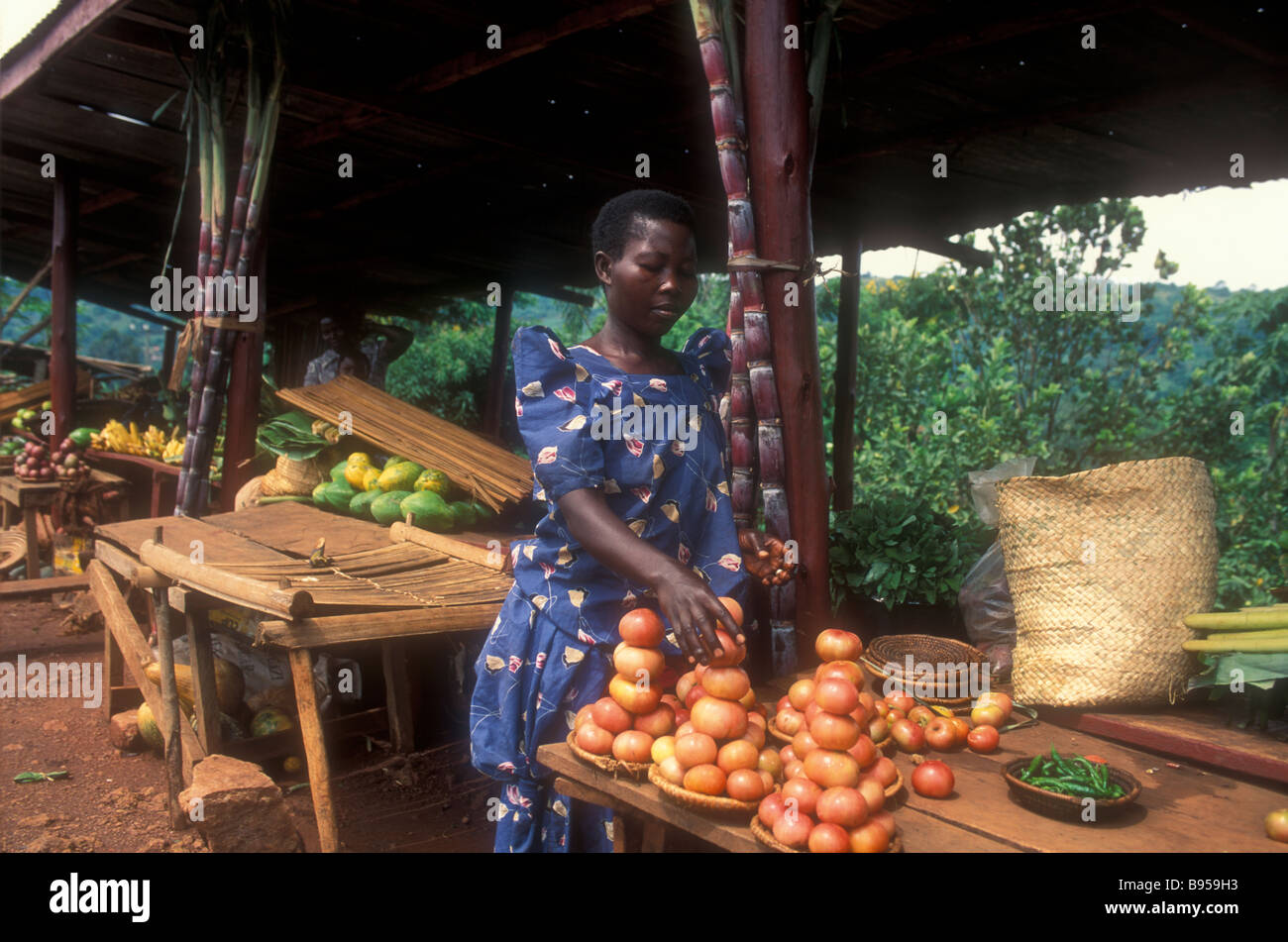 Uganda. Roadside market place Stock Photo - Alamy