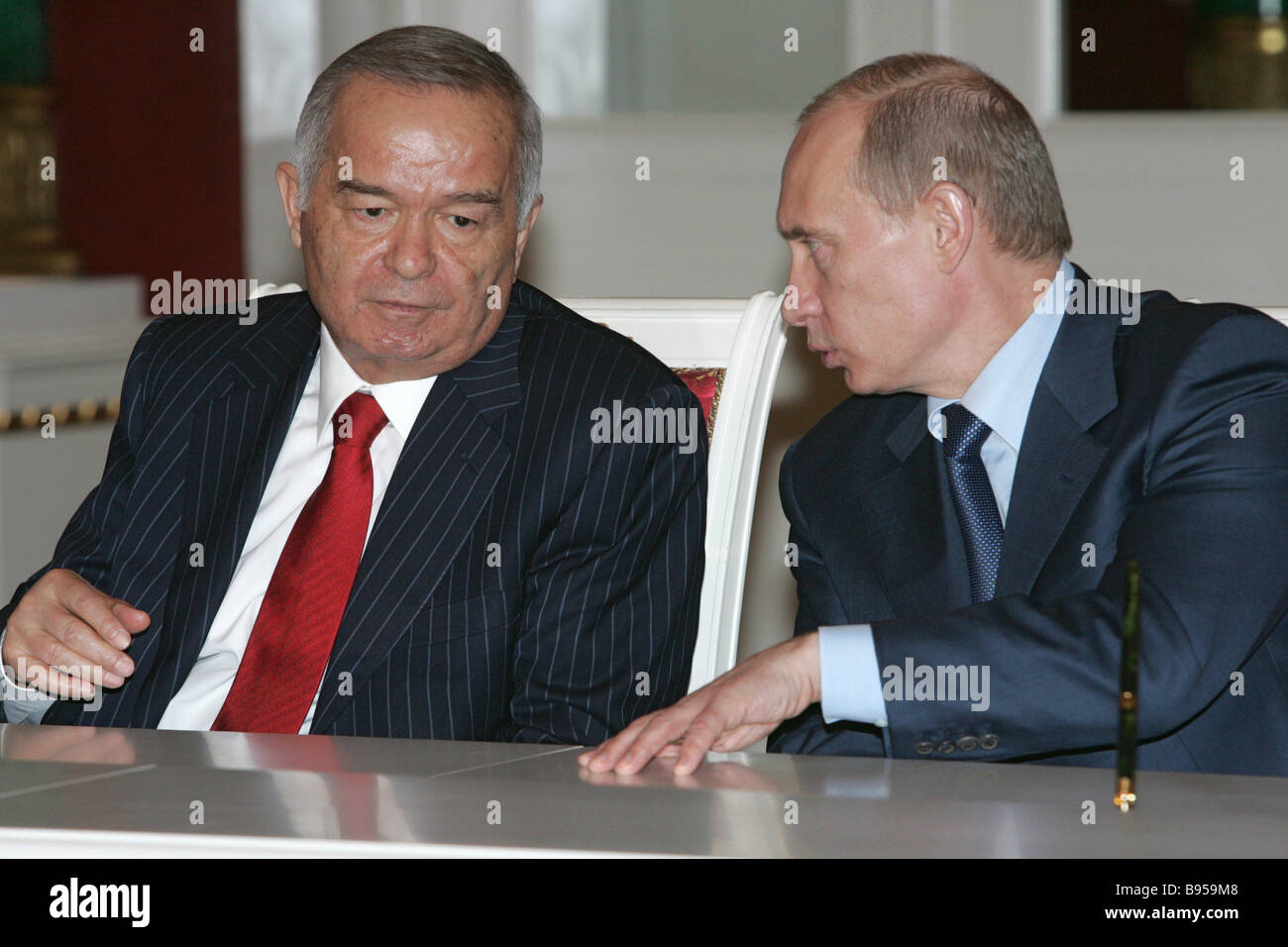 February 6 2008 Russian President Vladimir Putin Right And Uzbek