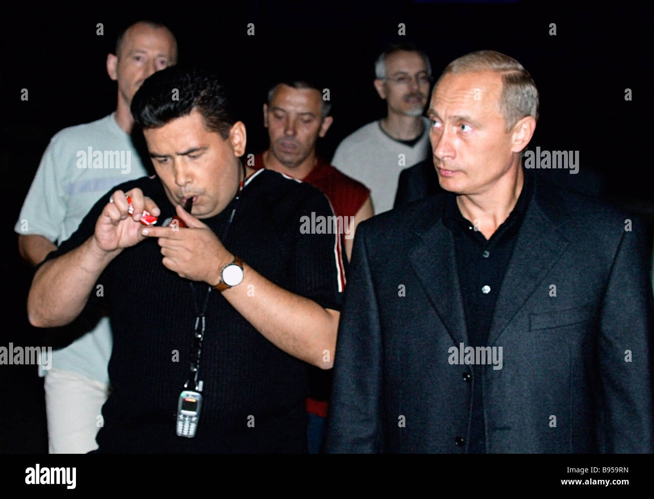 President Vladimir Putin and Lyube singer Nikolai Rastorguyev after the ...