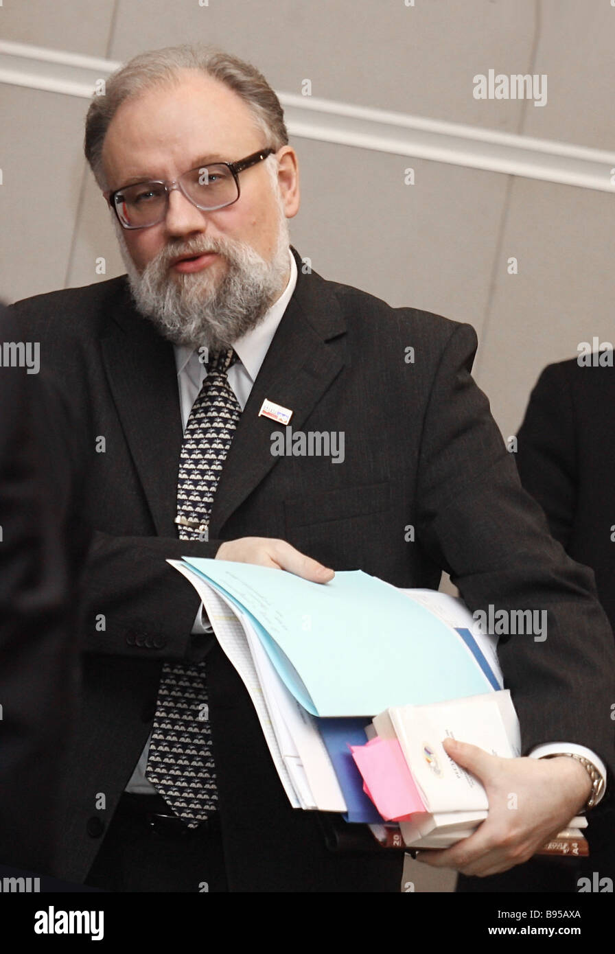 Vladimir Churov Head of the Central Election Committee at the meeting ...