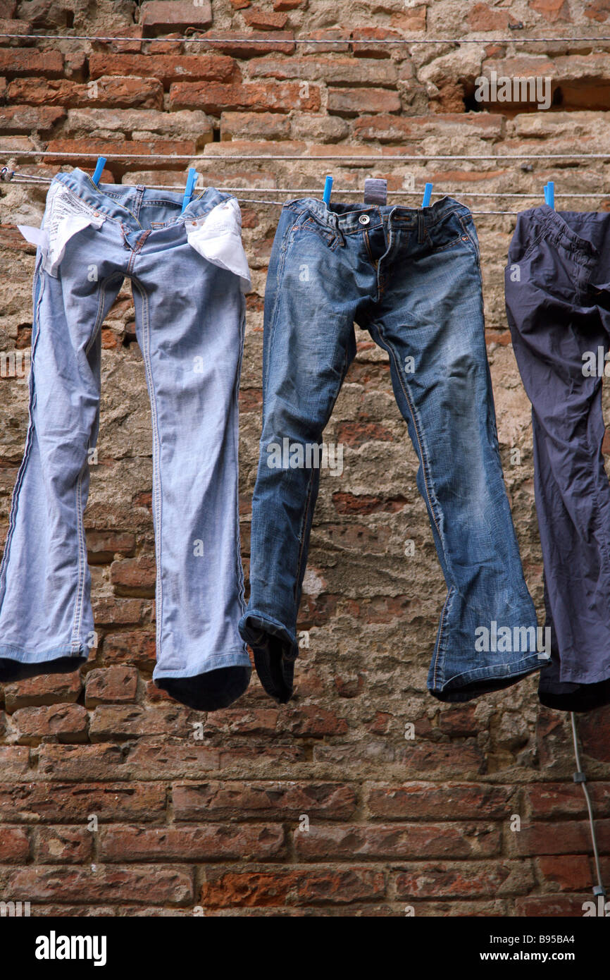 Jeans for drying Stock Photo - Alamy