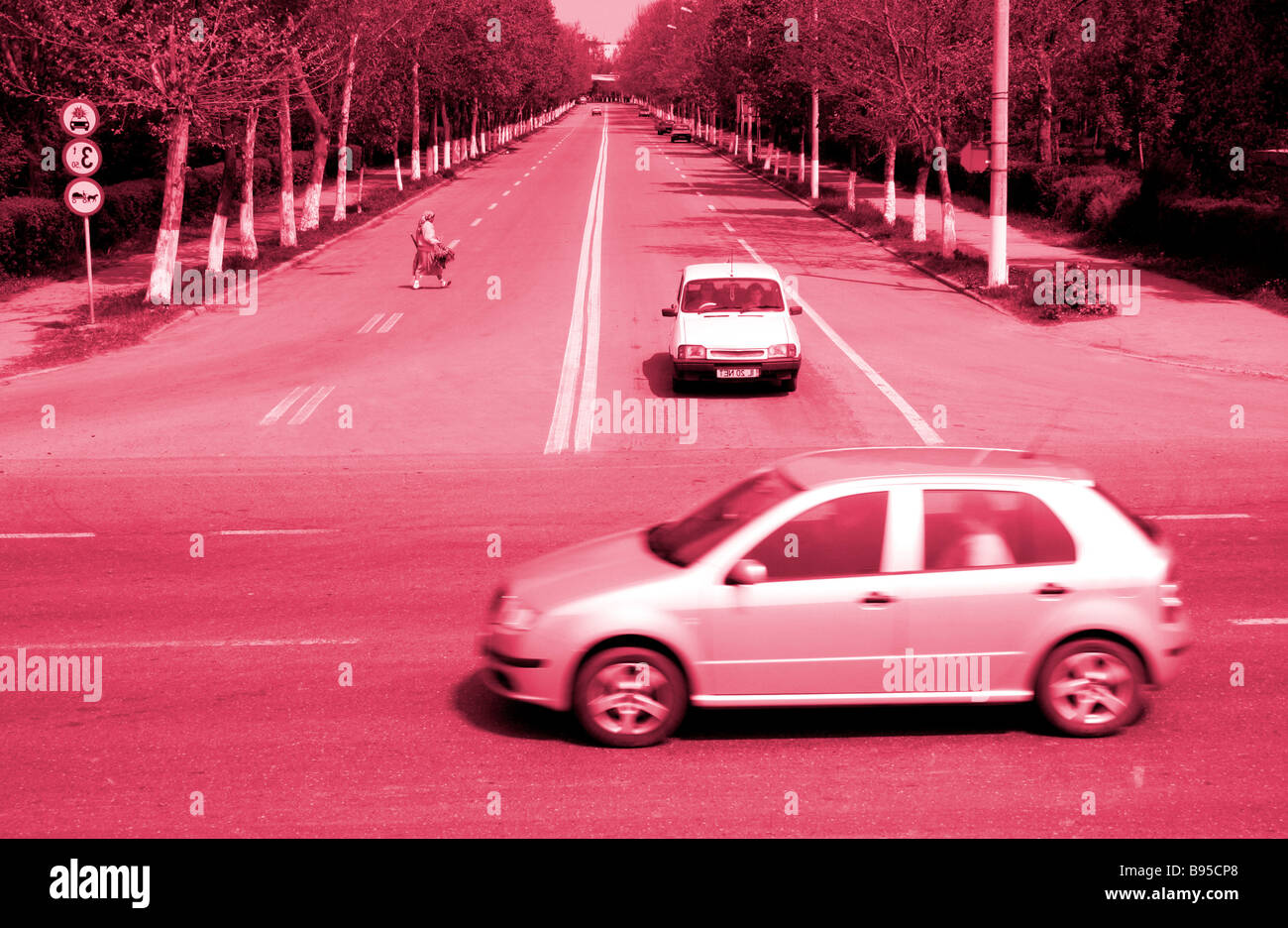 Two cars in the intersection Stock Photo - Alamy