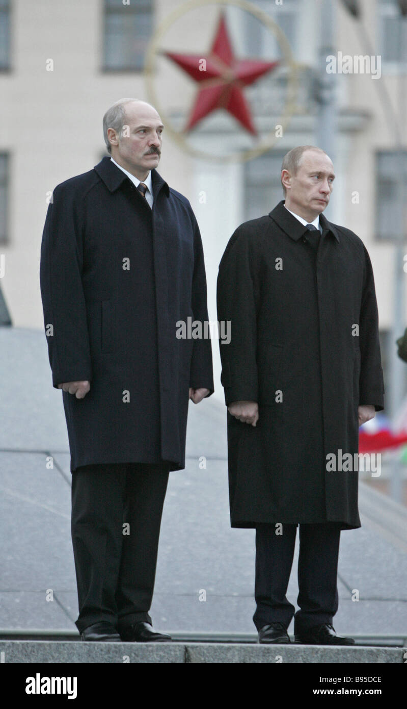 Belarusian President Alexander Lukashenko and Russian President ...
