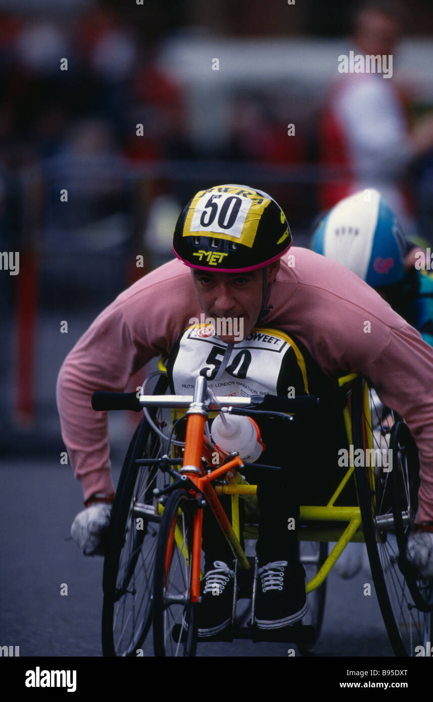 SPORT Athletics Marathon Disabled competitor in a racing wheelchair ...