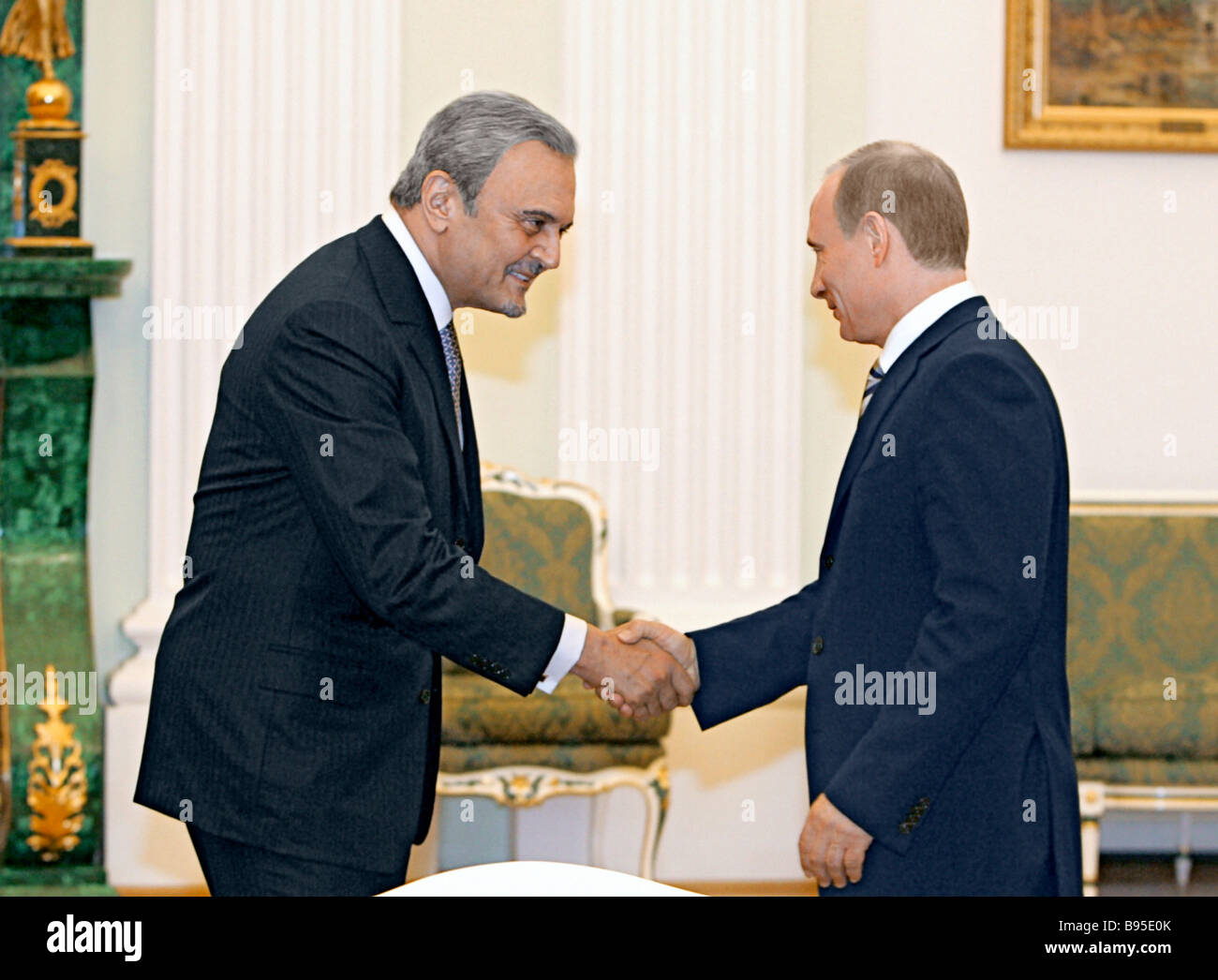 President Vladimir Putin (right) meeting in the Kremlin with Saudi ...