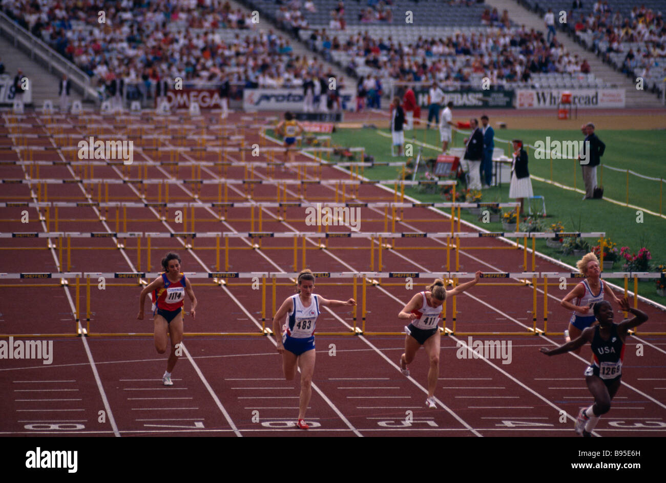 SPORT Athletics Hurdles Female athletes competing in hurdles event ...