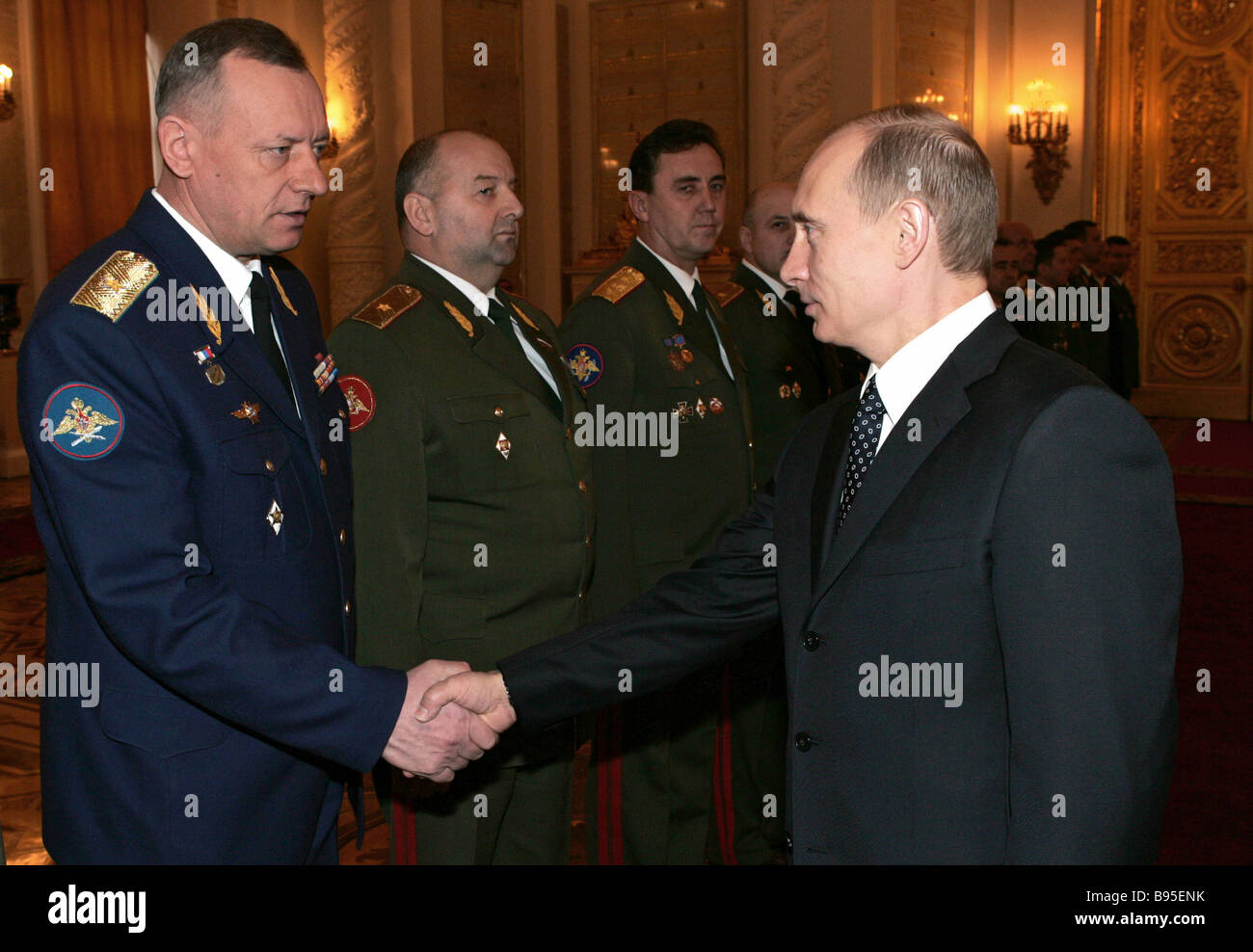Air Force Commander Major General Anatoly Zhikharev left and President ...