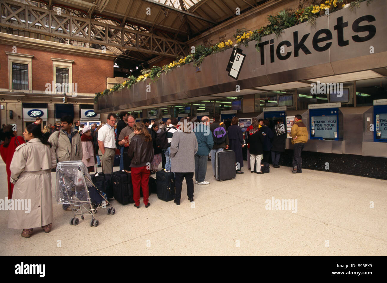 TRANSPORT Rail Stations Passengers queue for tickets at London Victoria ...