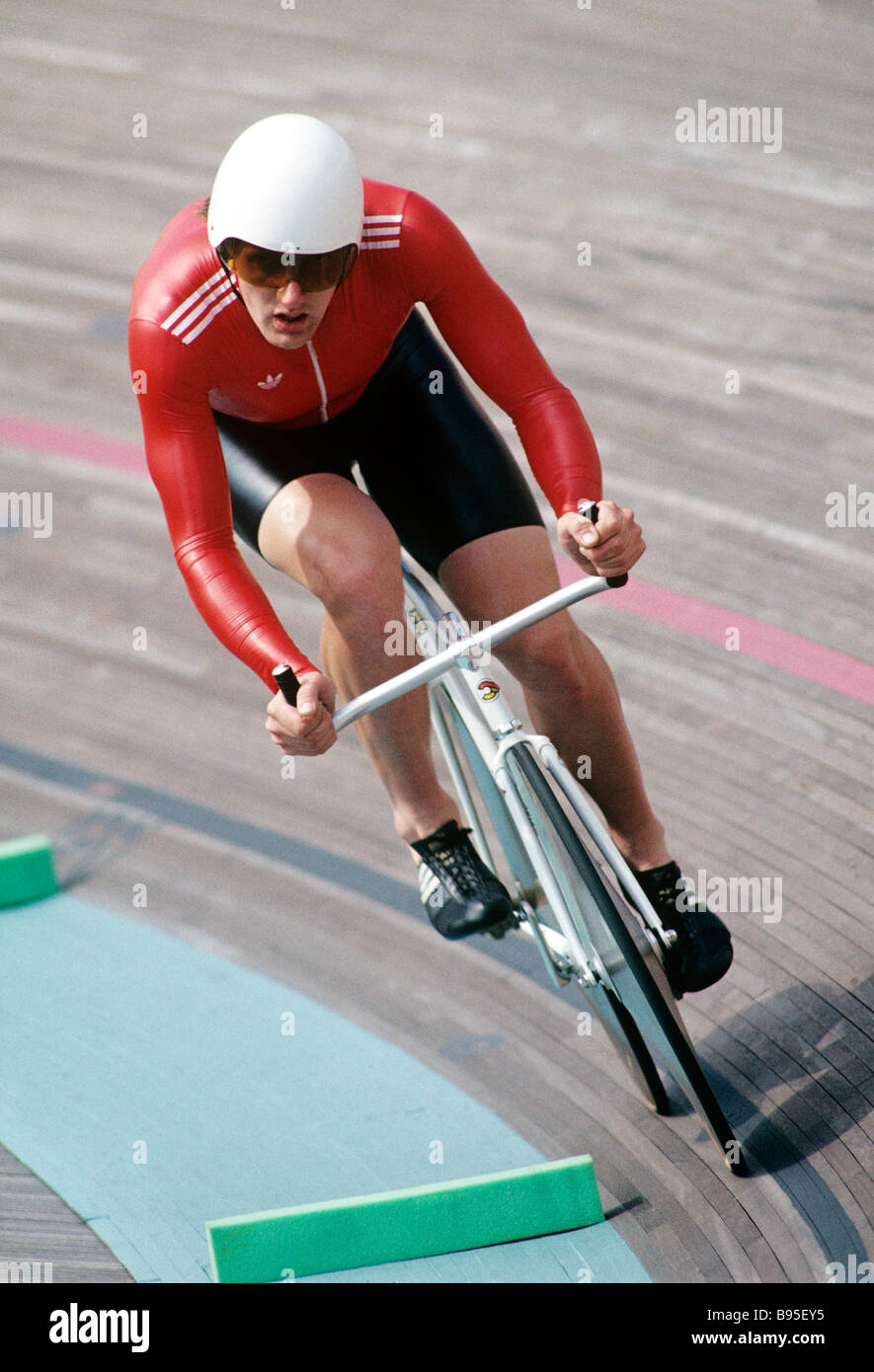 Societ cyclist Gintautas Umaras in a 4 km individual pursuit race at ...