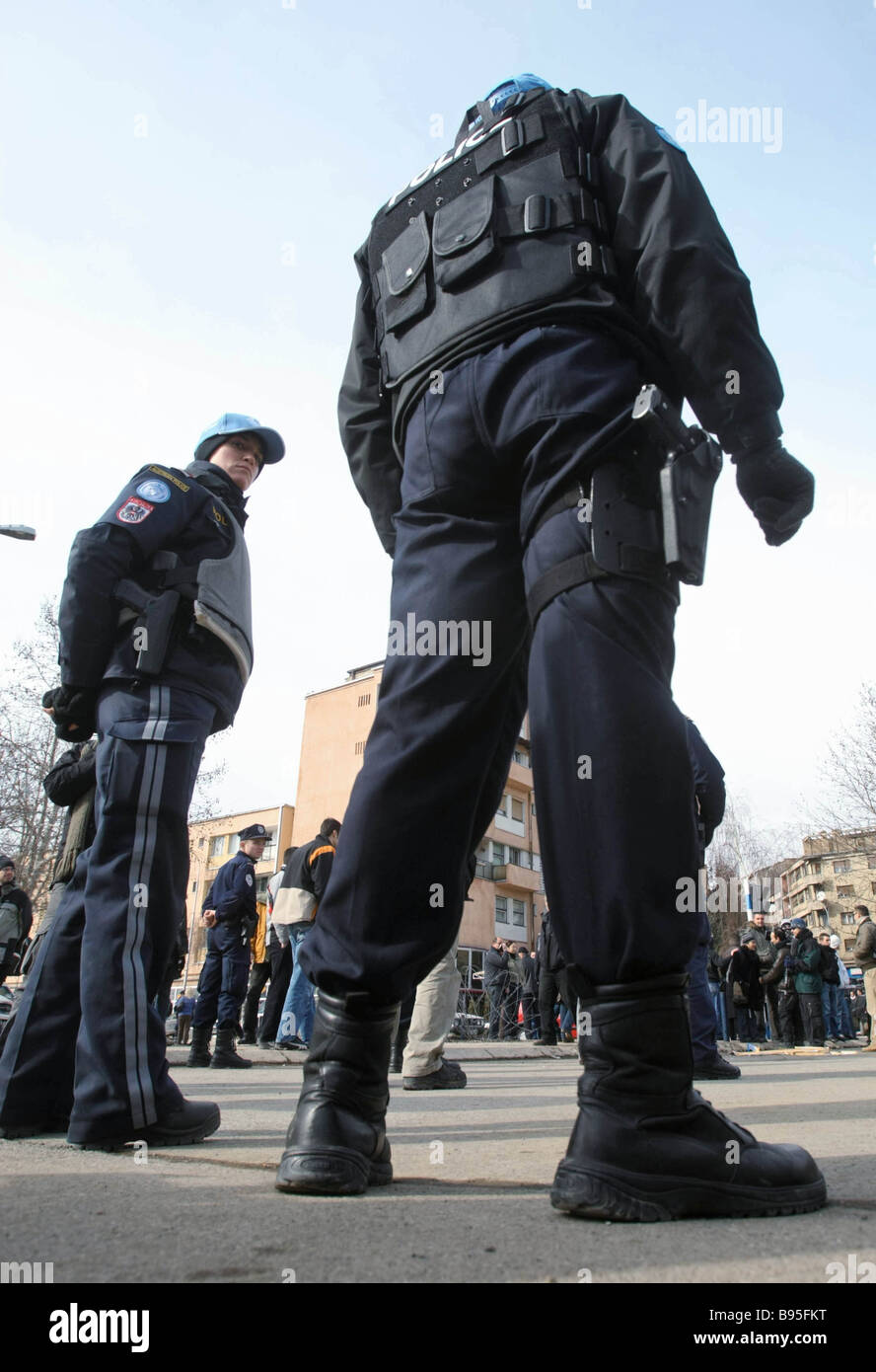 Police maintain order as Kosovo Serbs demonstrate Kosovska Mitrovica ...