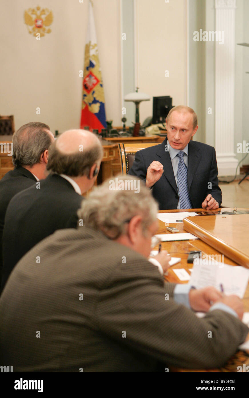 December 19 2007 President Vladimir Putin right giving an interview to ...