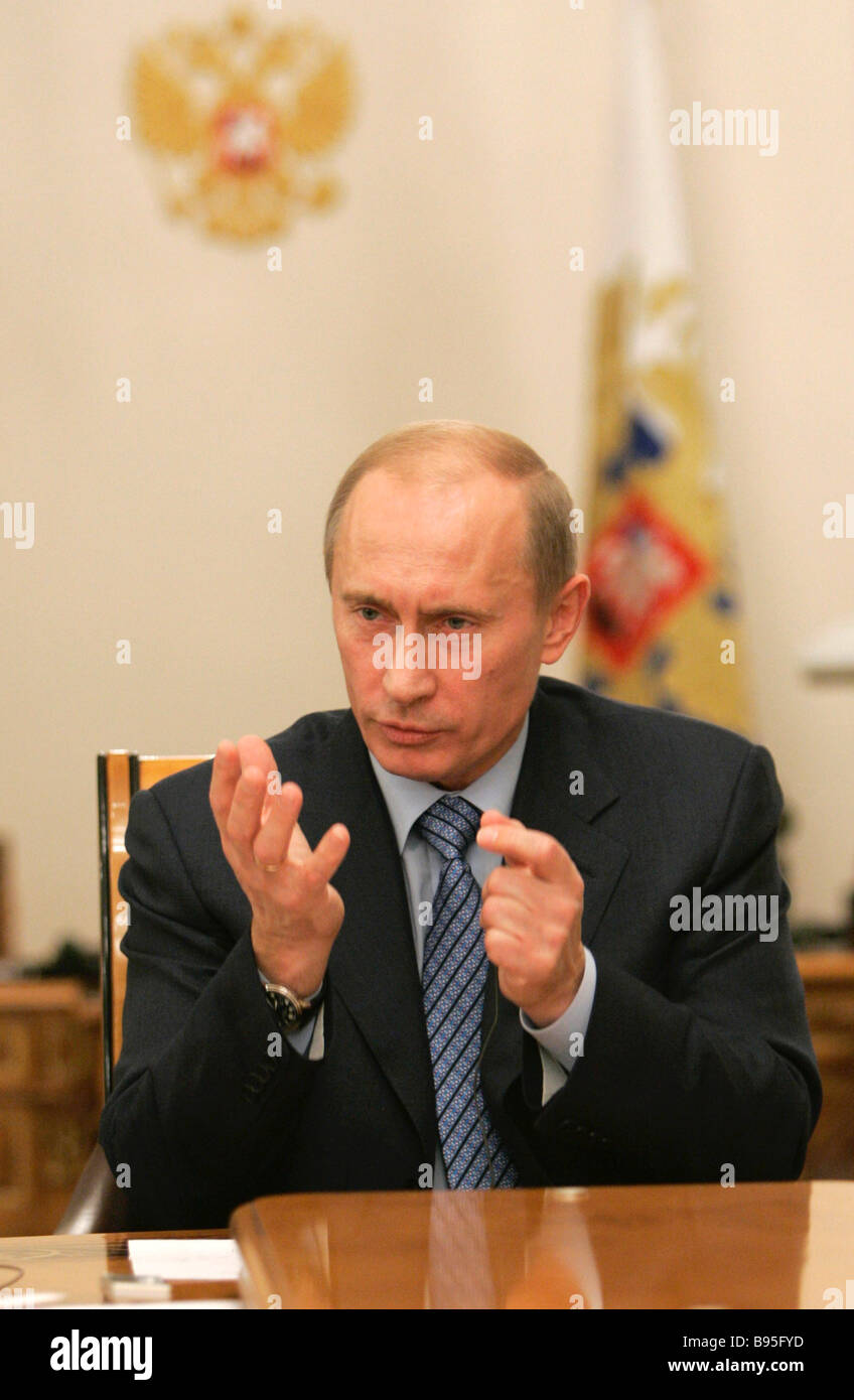 December 19 2007 President Vladimir Putin giving an interview to the ...