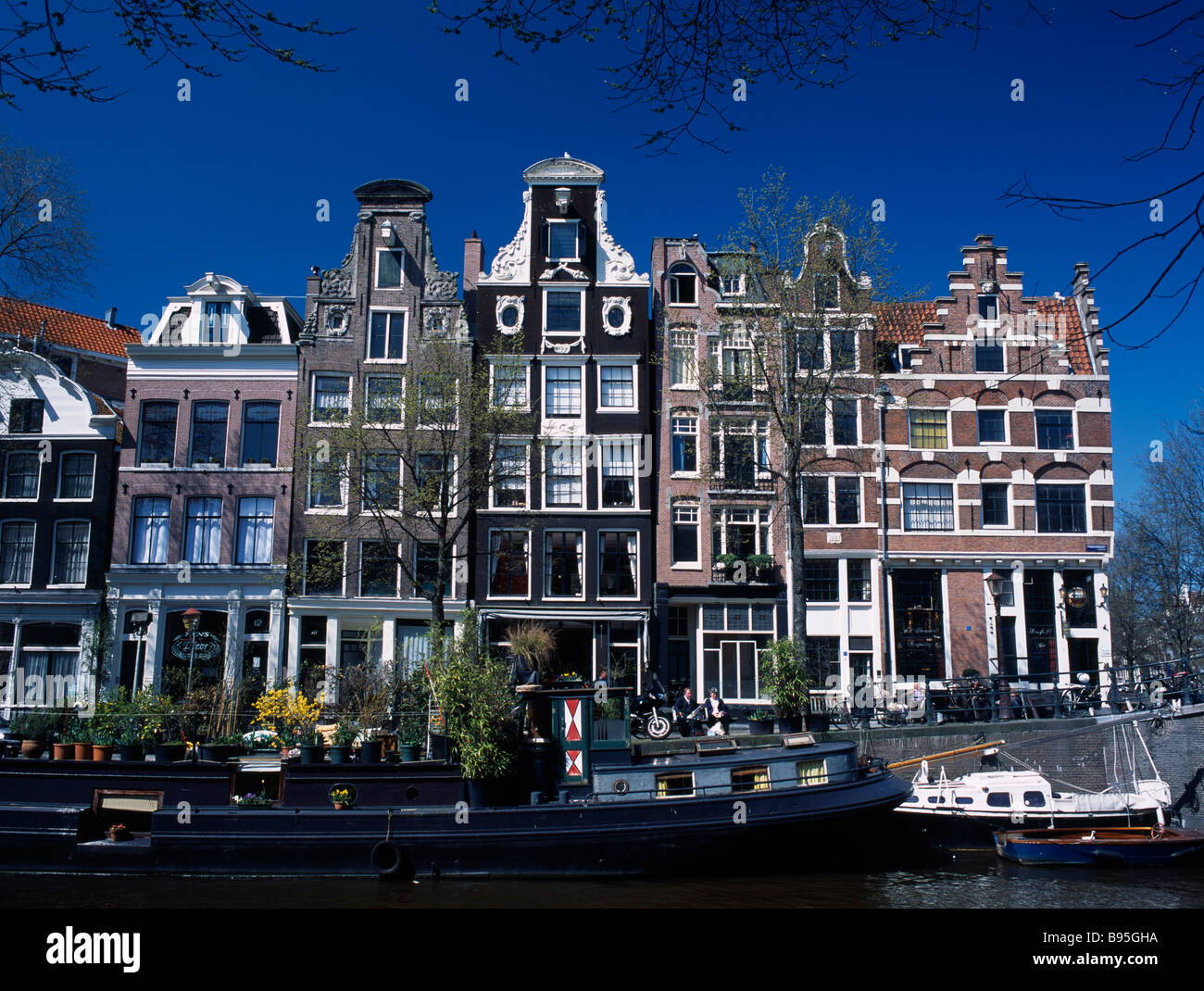 Netherlands, Noord Holland, Amsterdam. Traditional canal side house ...
