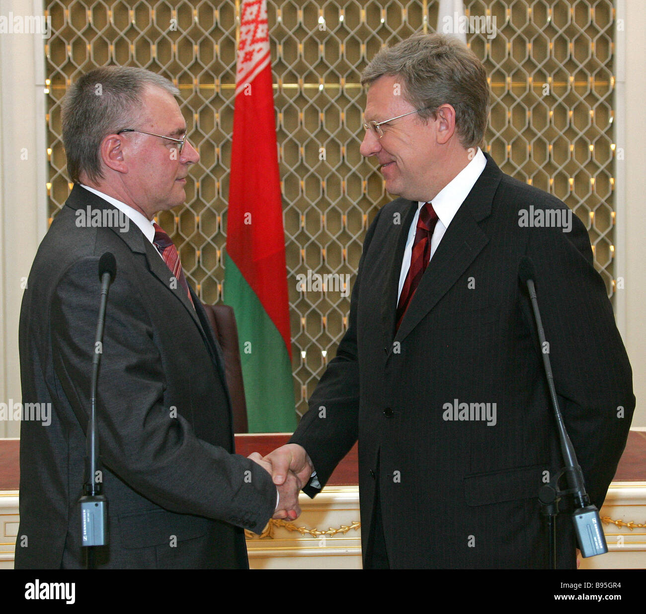 Russian Finance Minister Alexei Kudrin right and Nikolai Korbut his ...