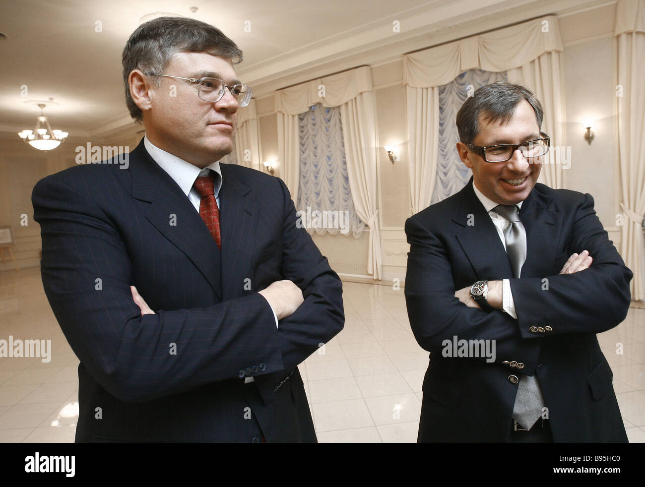 Evraz Holding President Alexander Abramov left and Alfa Bank President ...