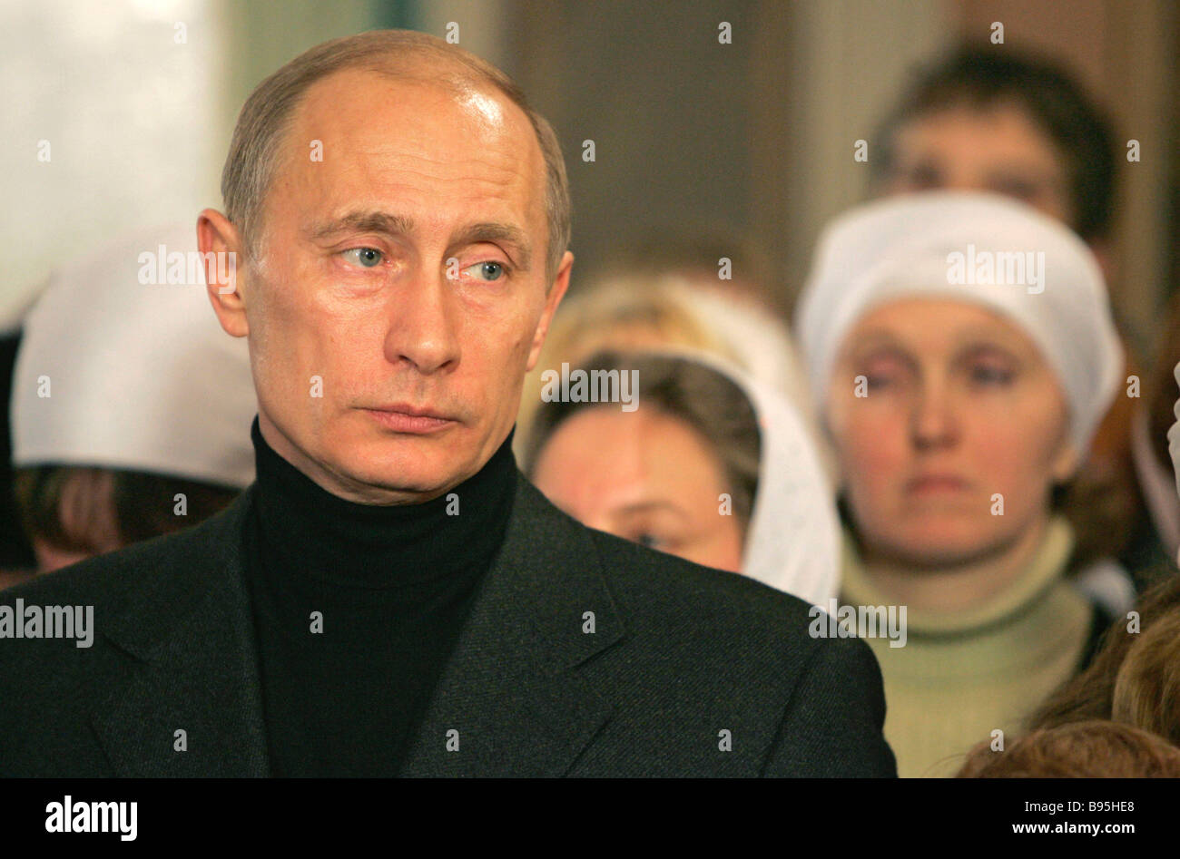 Russian President Vladimir Putin during Christmas service at the Church ...