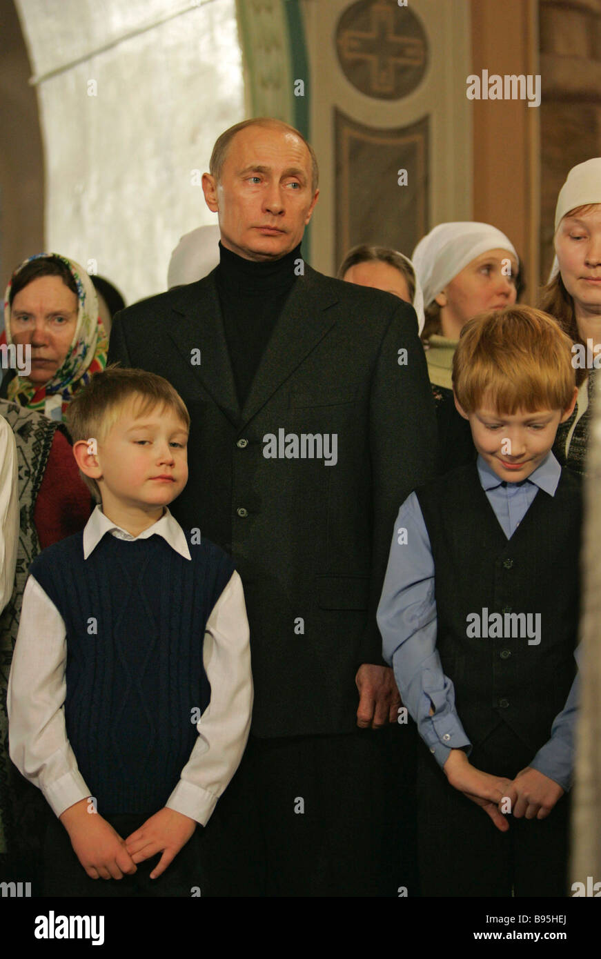 Russian President Vladimir Putin during Christmas service at the Church ...