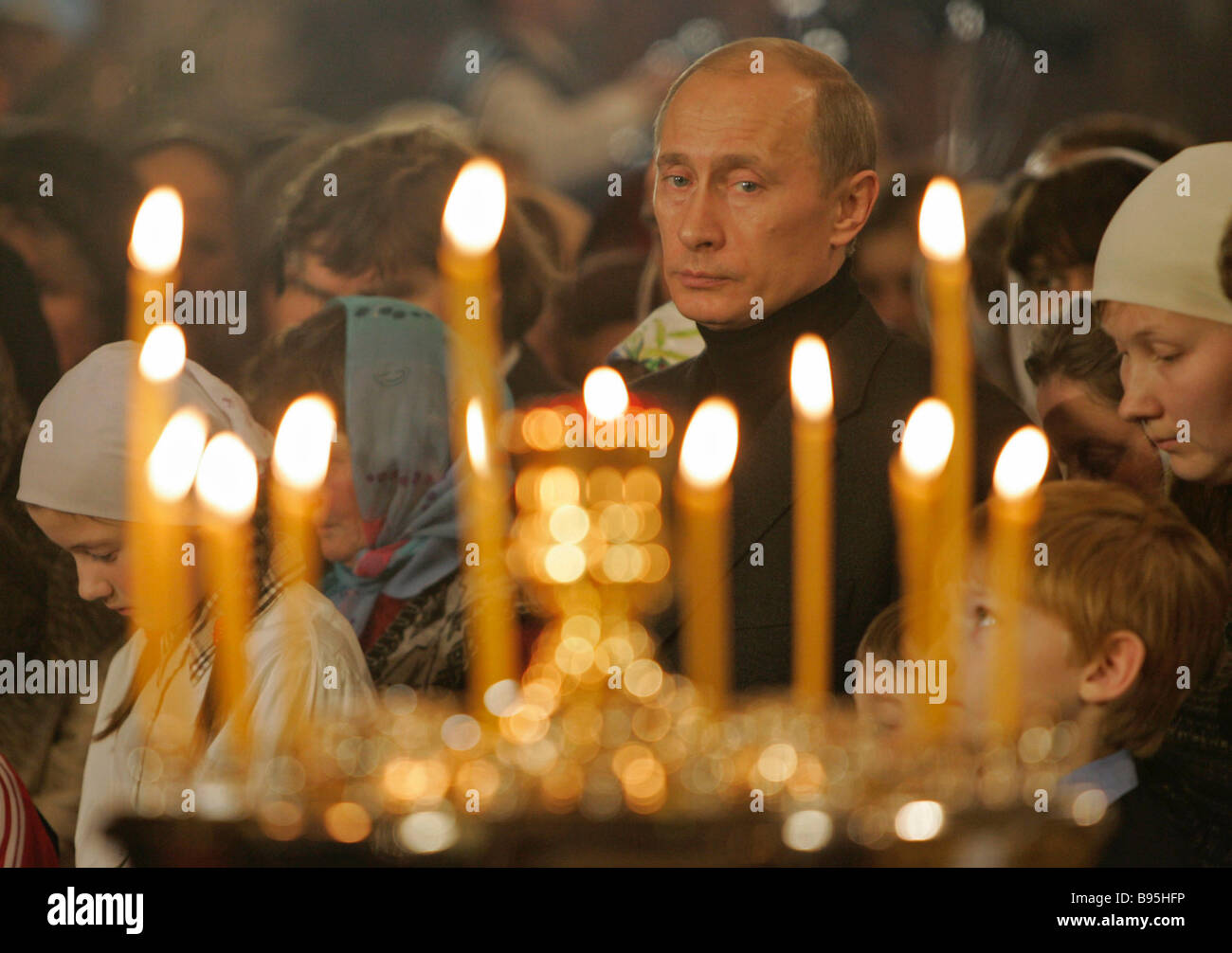 Russian President Vladimir Putin during Christmas service at the Church ...