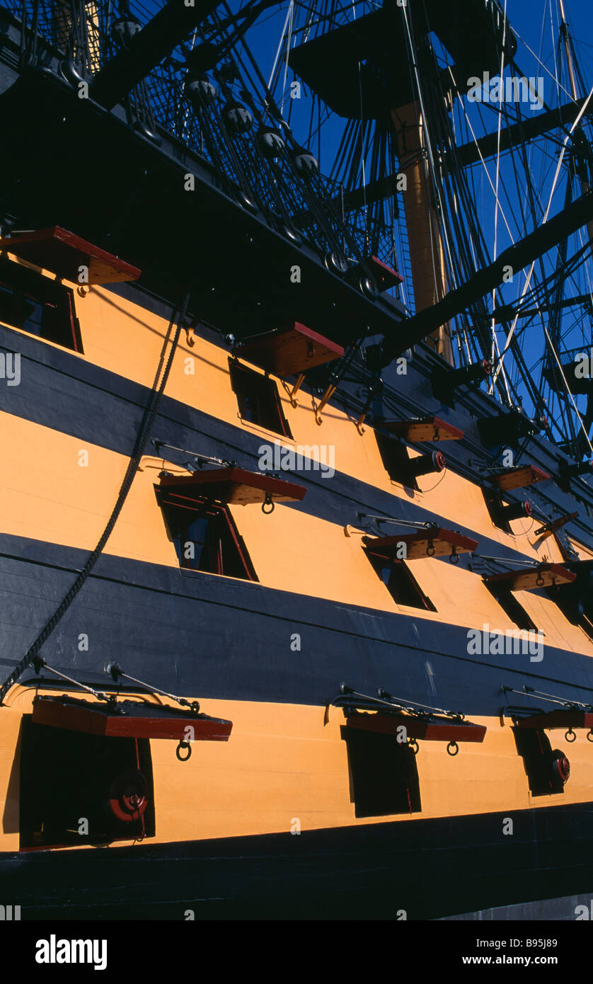 ENGLAND Hampshire Portsmouth Historic Naval Dockyard HMS Victory Side ...
