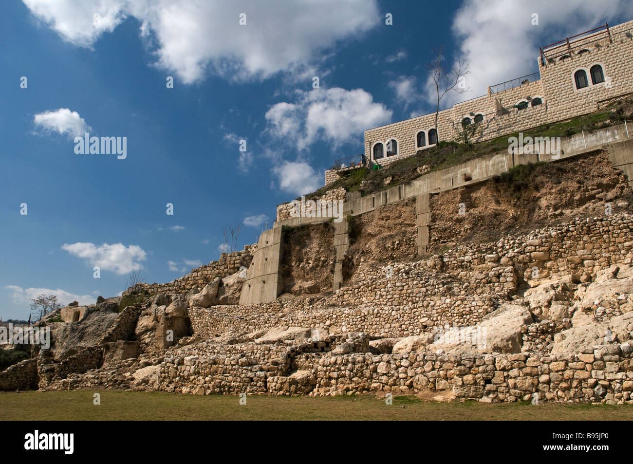 Remains of ancient wall in the City of David the archaeological site ...