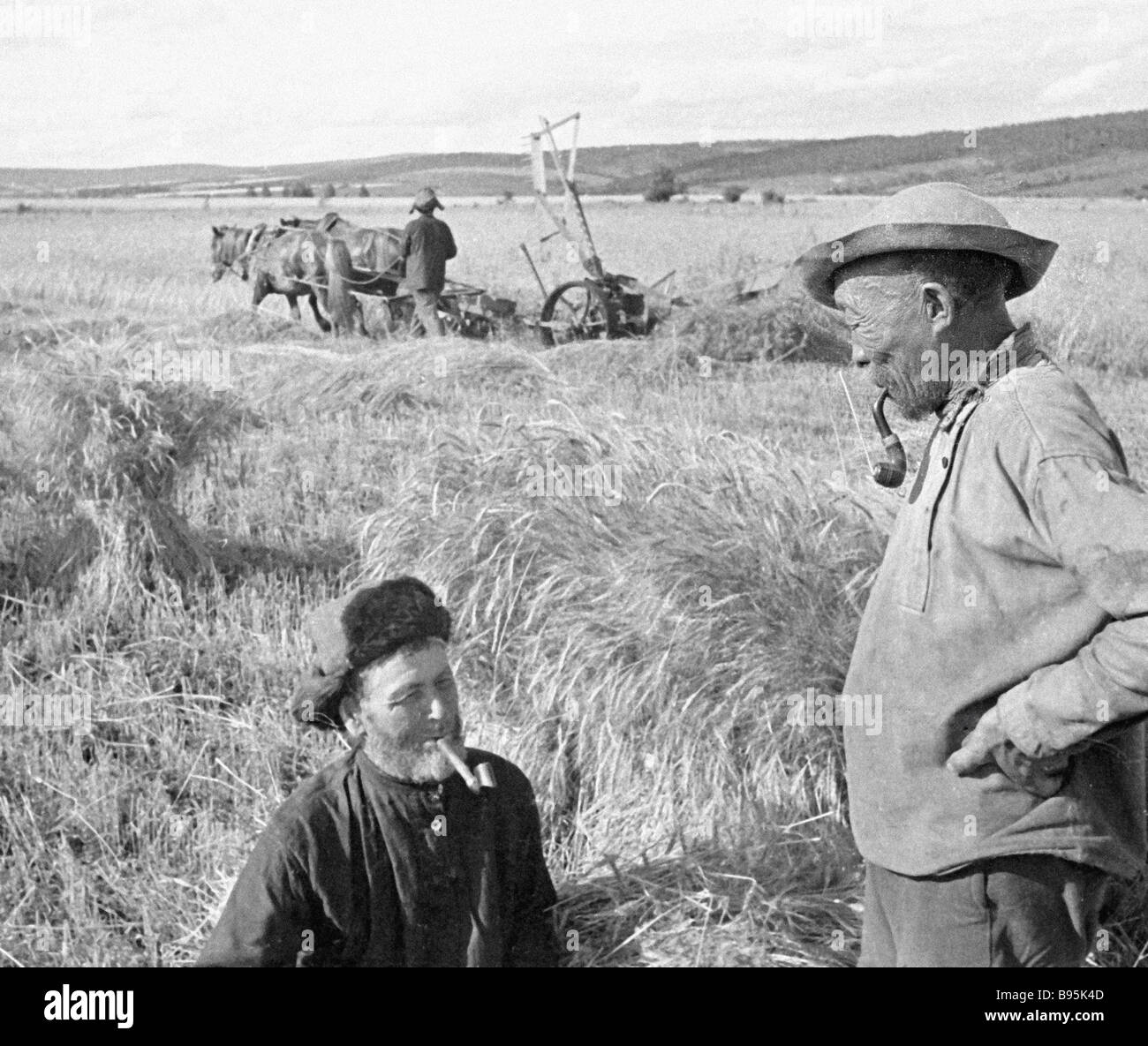 The elderly residents of a collective farm in Novaya Uda during ...