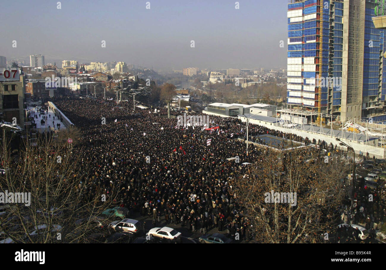 Thousands of people attended an opposition rally in downtown Tbilisi ...