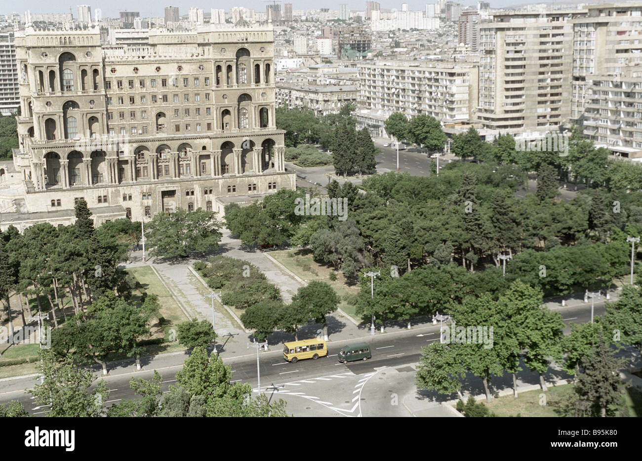 A view of Azerbaijan s House of Soviets from the Hotel Apsheron Stock ...