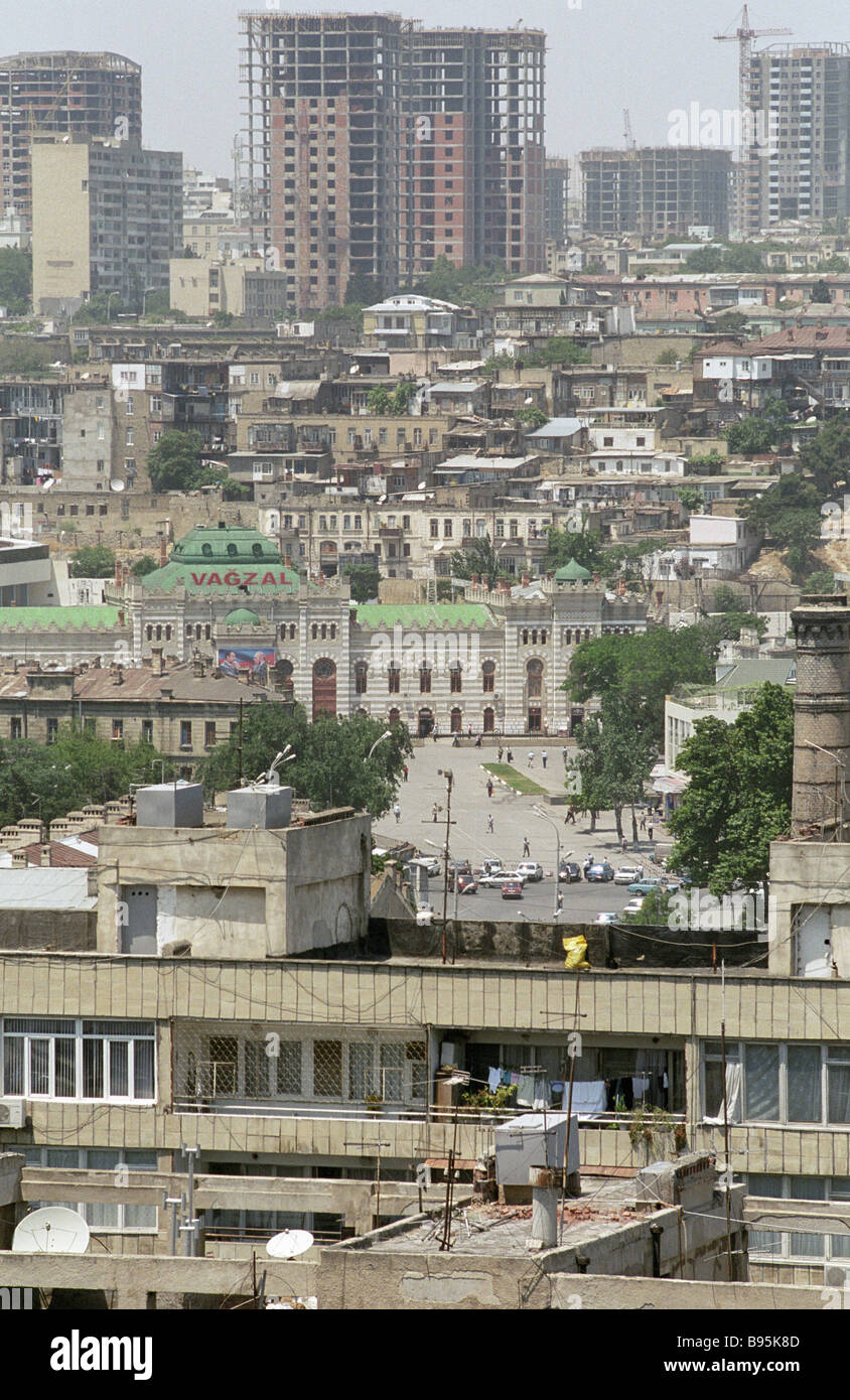 Building of the city railway terminal in the center of the photo Stock ...